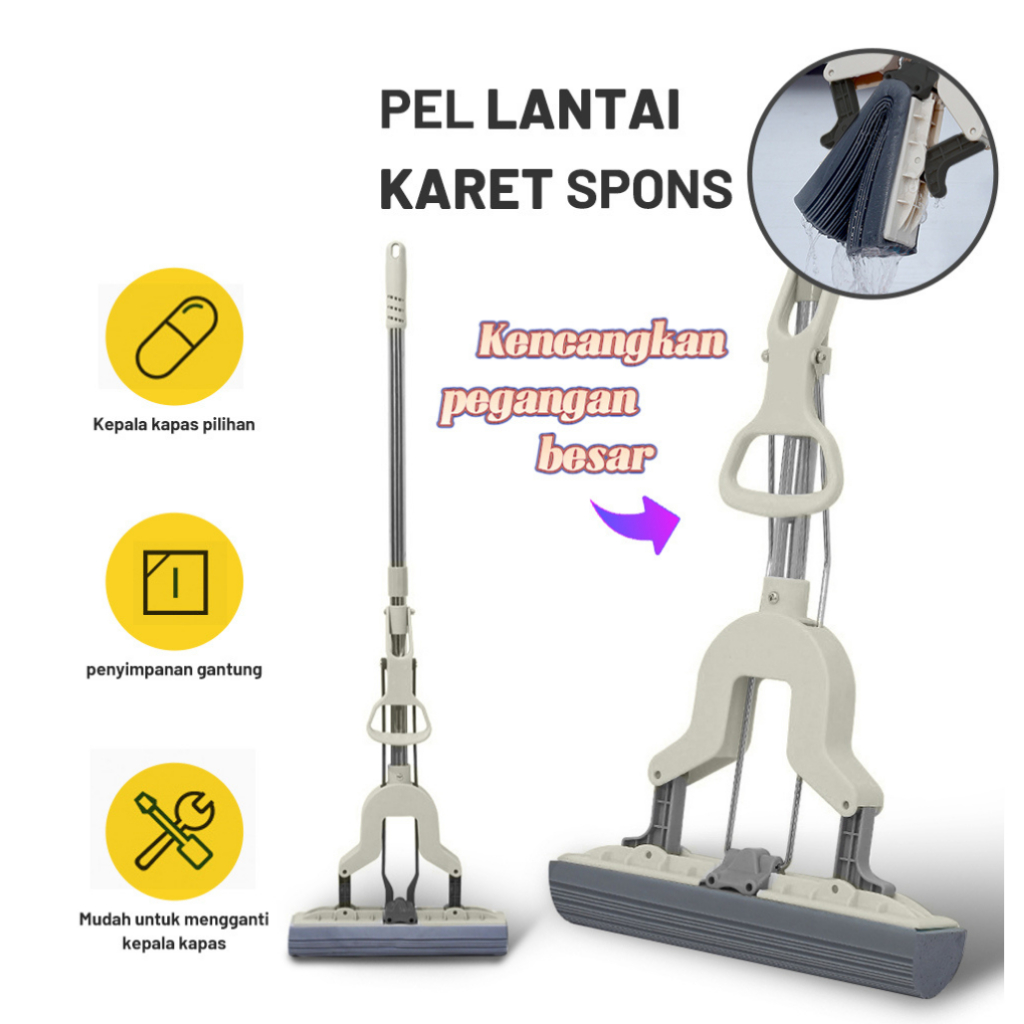 Jual Mop | Alat Pel Set Peras Karet Pembersih Lantai | Pel Karet Bulat ...