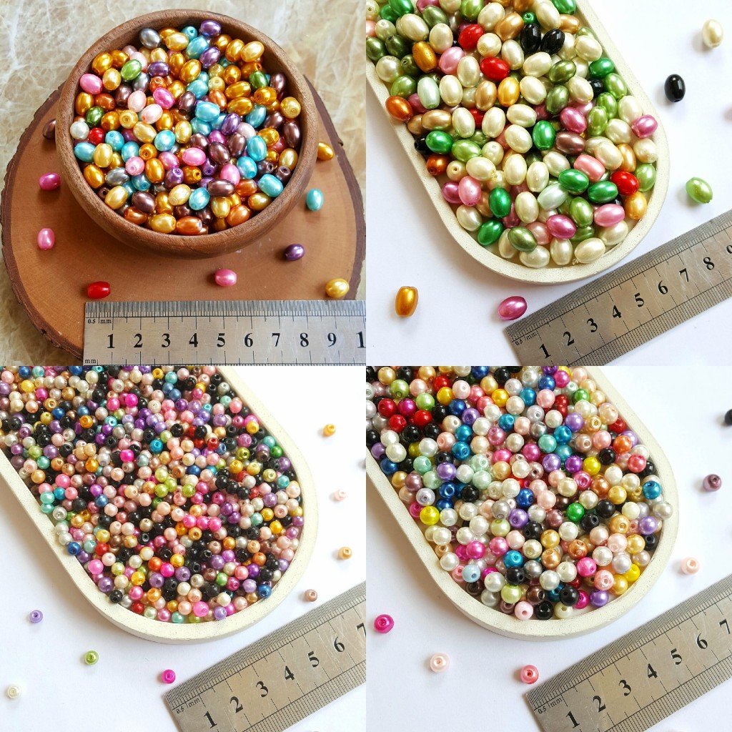 Jual (50gr) Manik Manik Mutiara Premium Kerajinan Tangan Beads DIY Mix ...