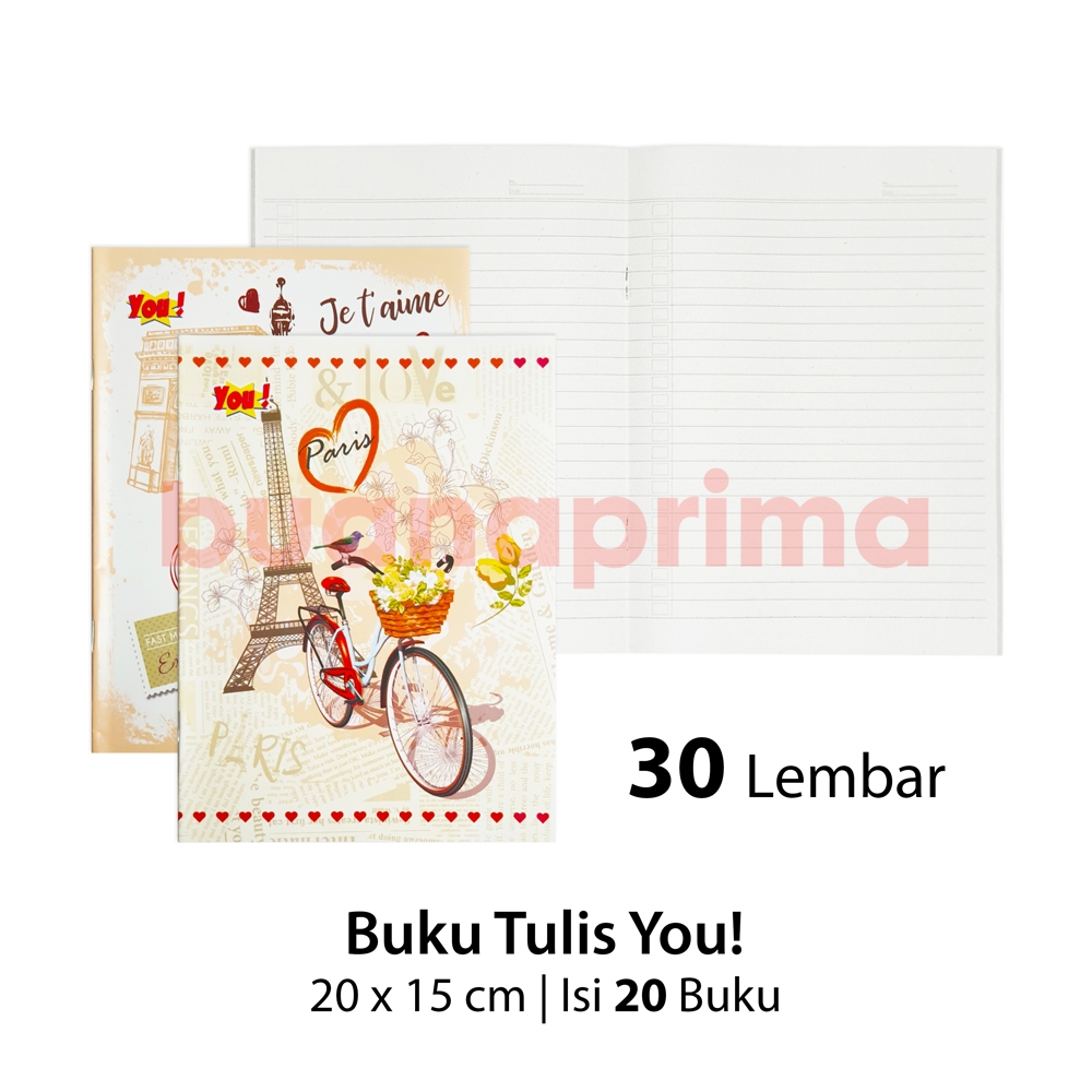 Jual Buku Tulis You! 30 Lembar per 20 Buku 20 x 15 cm Notebook Sekolah ...