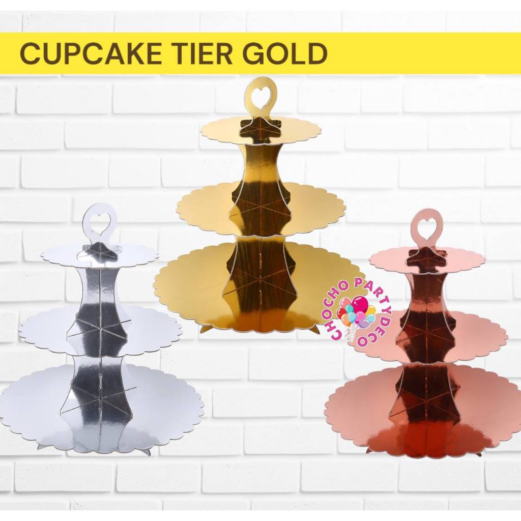 Jual Cupcake Tier GOLD / Cup Cake Stand Polos Metalik / Cup stand Cake ...