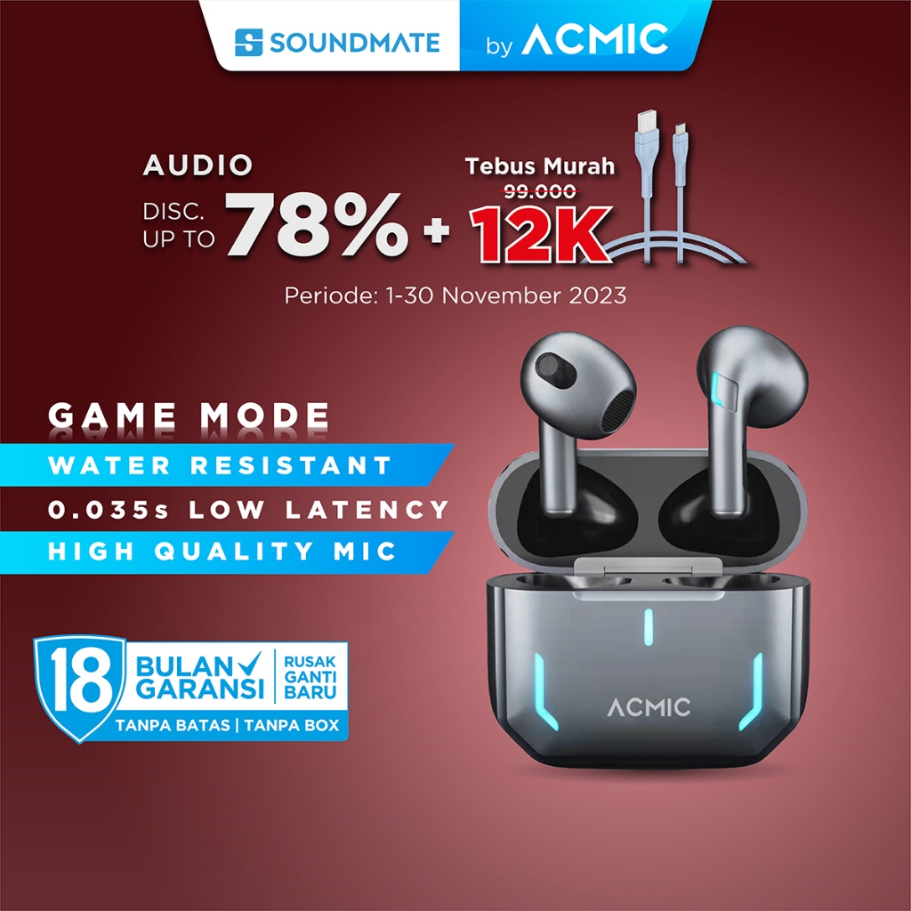 Jual ACMIC GAMEPODS TWS Gaming True Wireless Headset Bluetooth Earphone ...