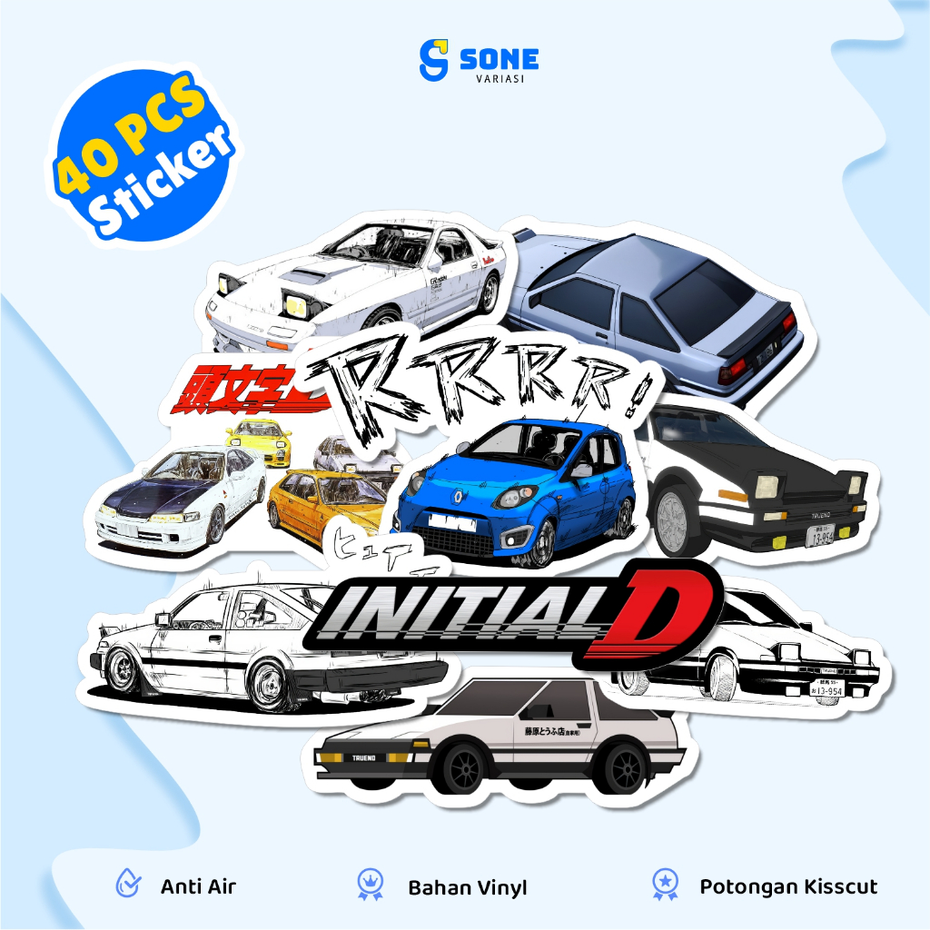 Jual [40 Pcs] Stiker Pack Anime Initial D Vinyl Waterproof Anti Air ...