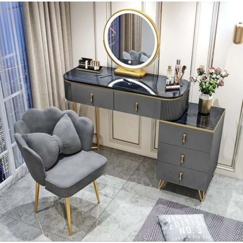 Jual Meja rias nordic modern minimalis kaca cermin LED meja rias dengan sofa dan nakas side ...