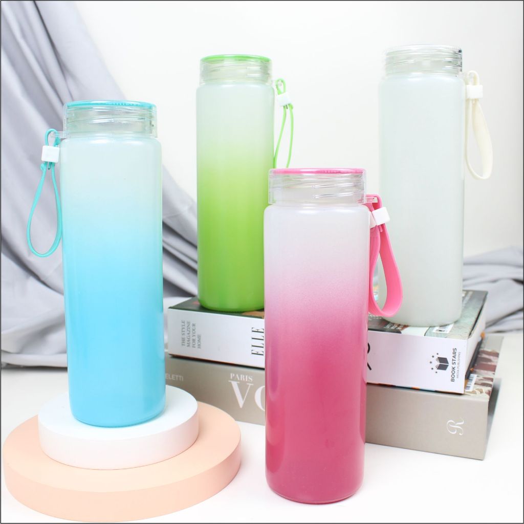 Jual Botol kaca gradasi Botol Viral Botol Slim 2 Warna murah 400ml ...