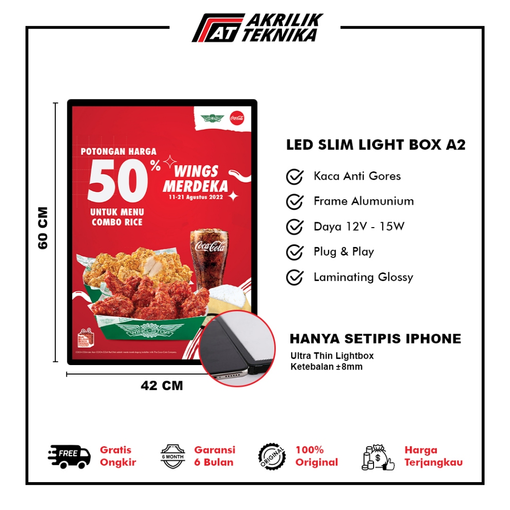 Jual Frame Bingkai Display Poster LED Lampu Akrilik Slim Light Box - Ukuran A2 | Shopee Indonesia