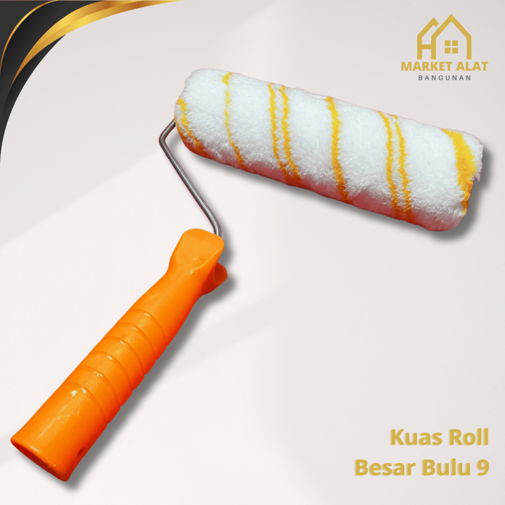 Jual Kuas Roll Besar Bulu 9” + Gagang / Kwas Koas Rolan Gagang Panjang ...