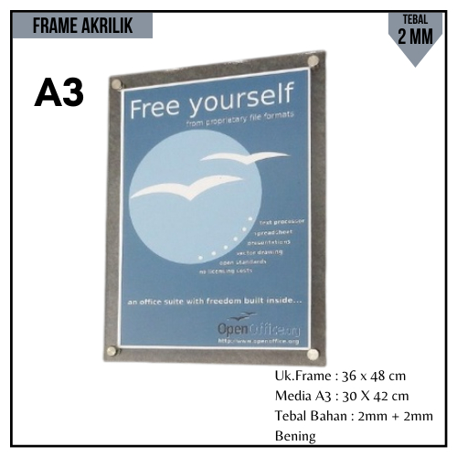 Jual Frame Foto Akrilik Poster Dinding Acrylic Ukuran A3 Frame Foto Akrilik / Frame Poster ...