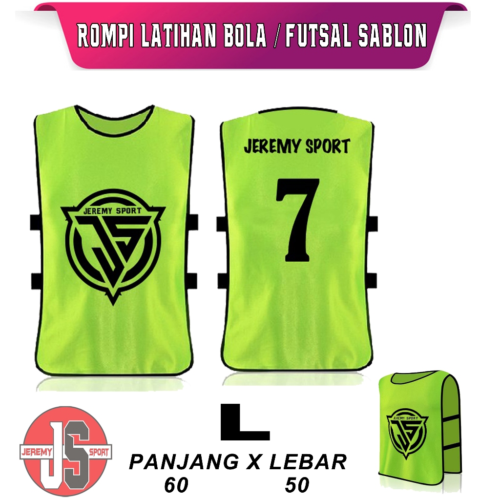 Jual Rompi Bola Karet Ukuran L - Rompi Futsal Karet Plus Custom Sablon ...