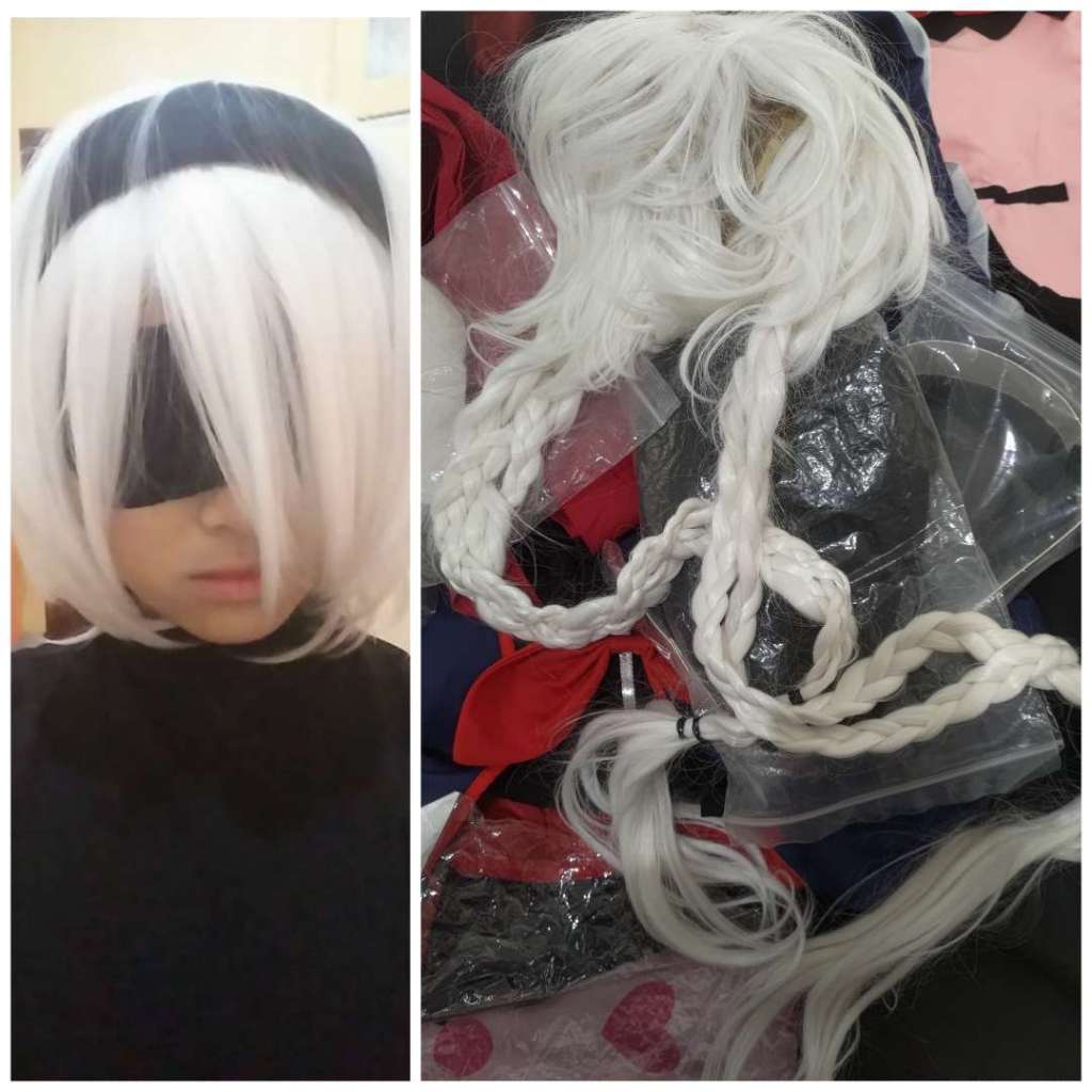 Jual Wig Putih Twintails Panjang Wig Hitam Pendek Cosplay | Shopee ...