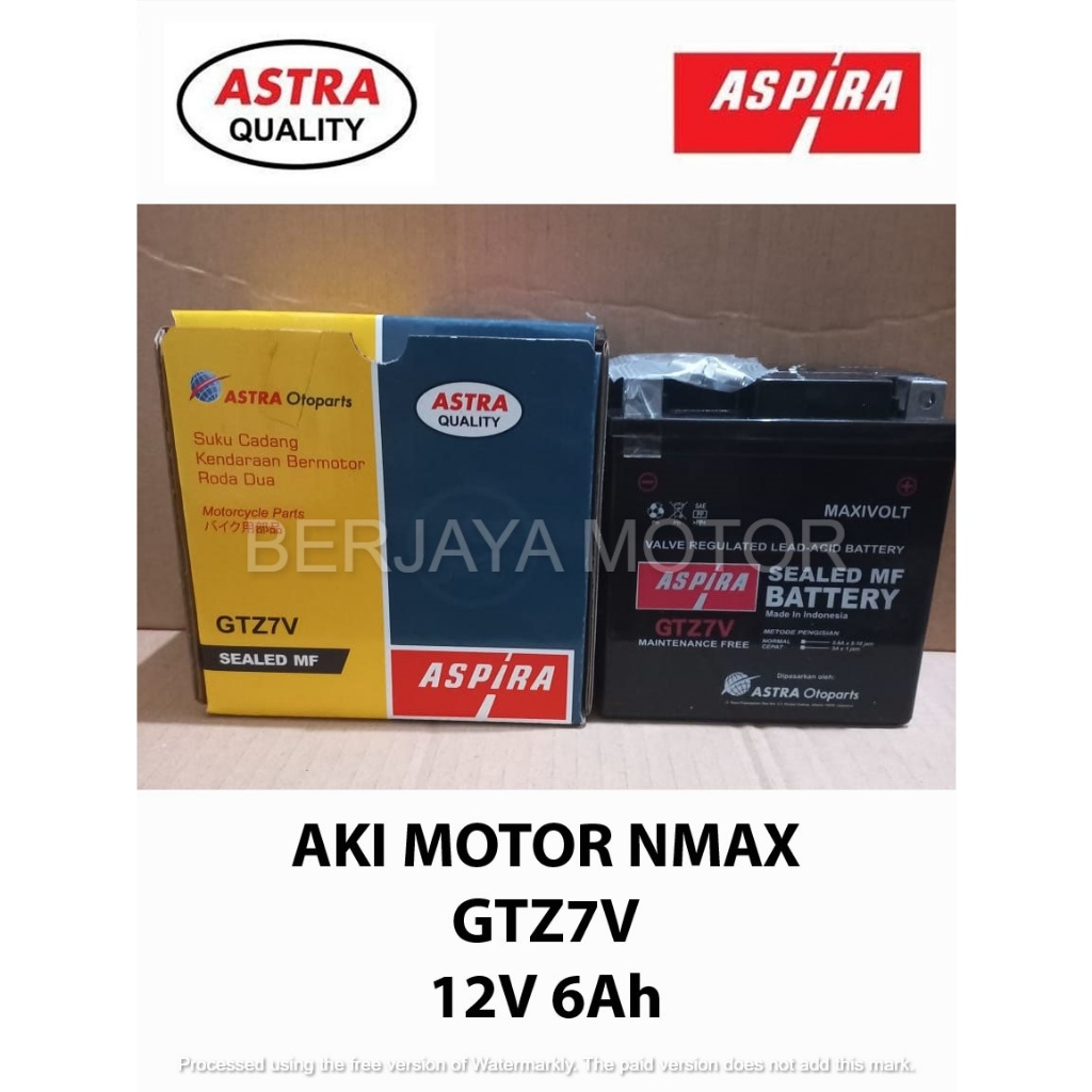 Jual AKI MOTOR NMAX GTZ7V 12V 6Ah ORIGINAL ASPIRA | Shopee Indonesia