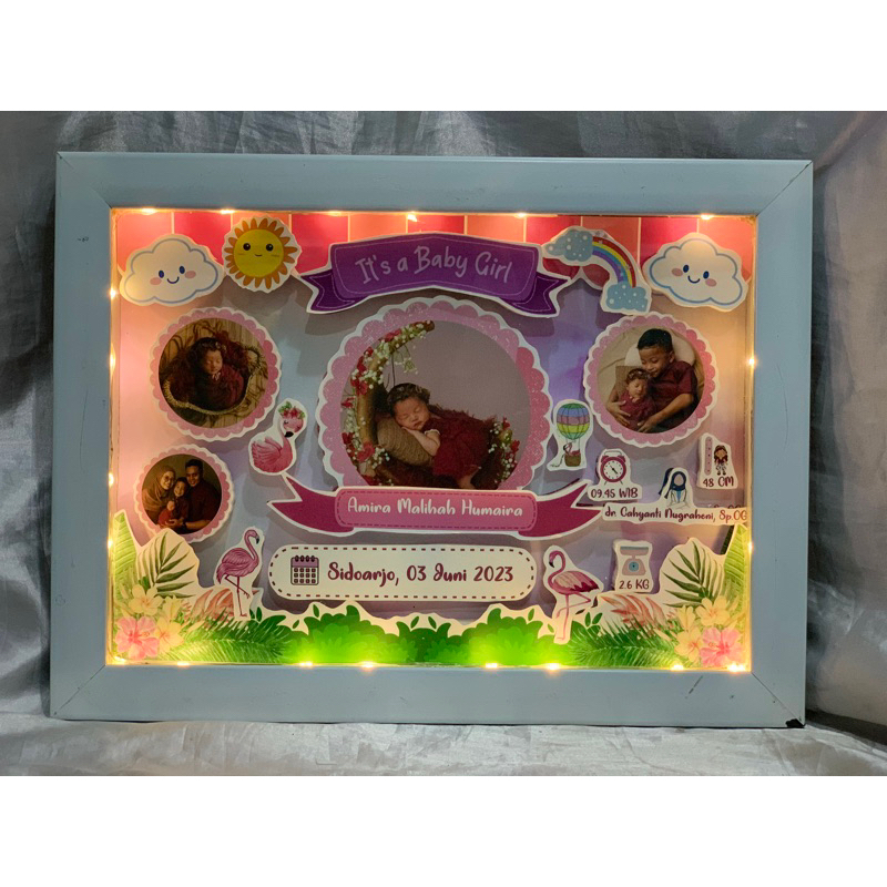 Jual Biodata Bayi 3D Kado Lahiran Pop up 3D frame Bayi | Shopee Indonesia