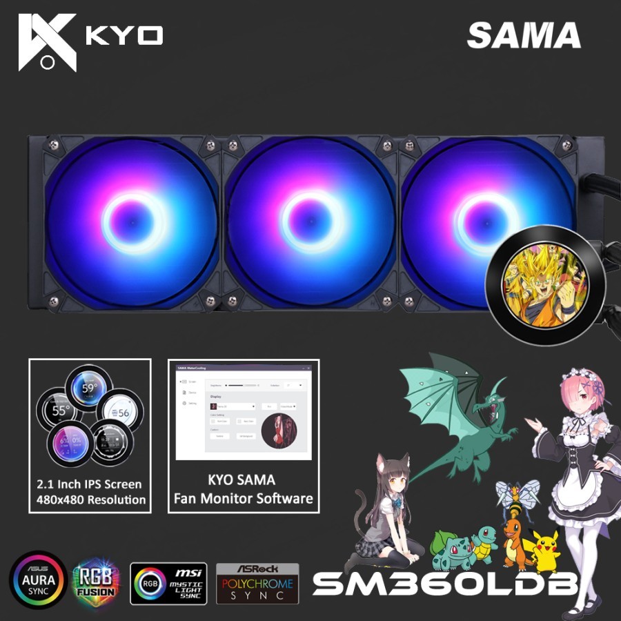 Jual KYO SAMA SM360LDB ARGB AIO Liquid Cooling LCD DISPLAY GARANSI ...