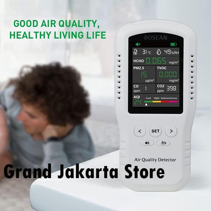 Jual Air Quality Monitor AQI Detector PM2.5 CO2 CO Bosean T-Z01 HCHO TVOC Humidity Temperature ...