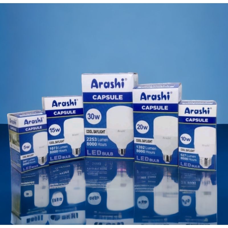 Jual Bohlam Lampu LED ARASHI CAPSULE 5W 10W 15W 20W Cahaya Putih GARANSI 1 TAHUN Super Terang ...