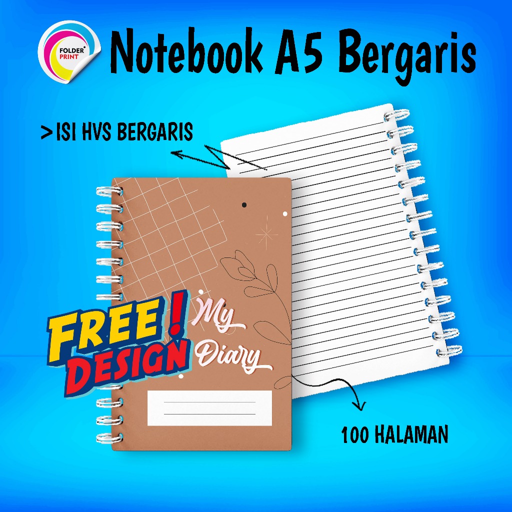 Jual Notes Custom Bergaris Block Note A5 Spiral 100 Halaman Cover Depan ...