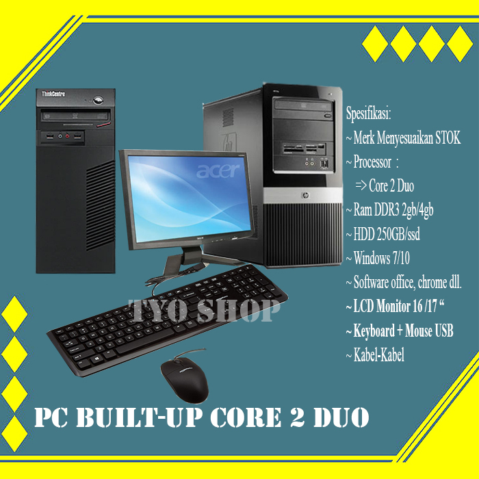 Jual Cpu Builtup Core 2 Duo Lengkap Monitor keyboard mouse dan kabel ...