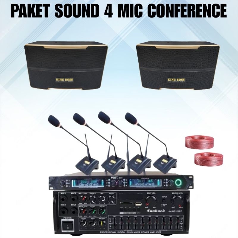 Jual paket sound system meeting room kantor dan rapat sound system mic conference 4 mic wireless ...