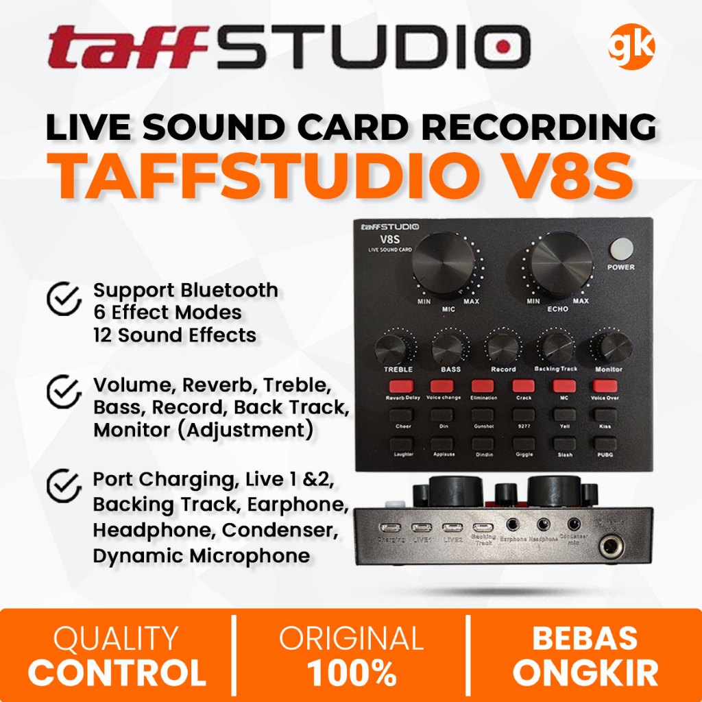 Jual Taffware / Taffstudio V8s Bluetooth Audio USB External Soundcard ...