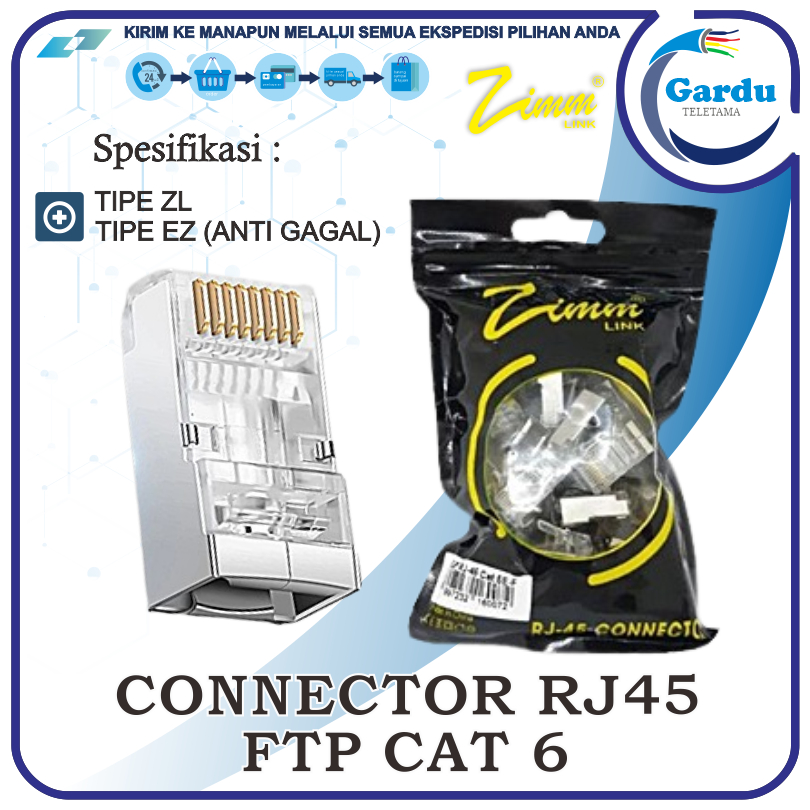 Jual Connector RJ45 FTP Cat 6 ZimmLink ZL / EZ (Anti Gagal) | Shopee ...