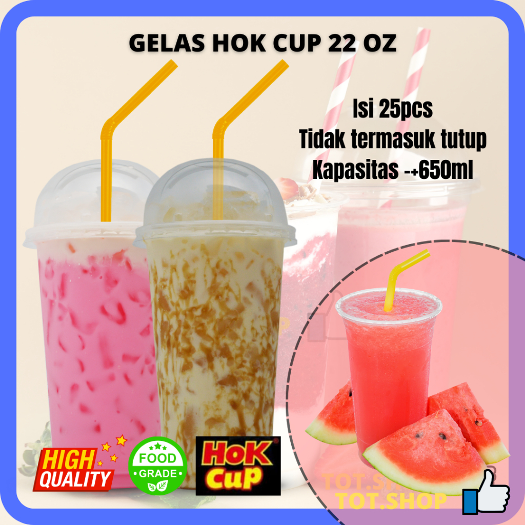 Jual [25-pcs] 22 Oz Hok Cup Gelas Plastik Jumbo / Gelas Minuman / Gelas ...