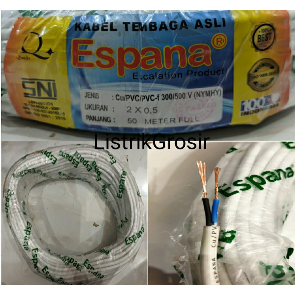 Jual Meteran Ecer Kabel Listrik Serabut NYMHY NYYHY 2x0.5mm 2x0,5 mm ...