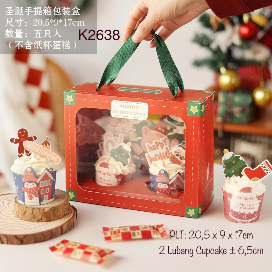Jual (5 pcs) kotak natal dus mika cupcake cookies nastar christmas box ...