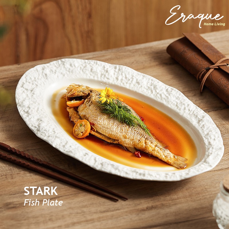 Jual STARK Fish Plate / Piring Saji Lauk Ikan Keramik Putih Restoran ...