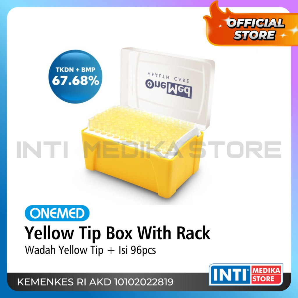 Jual ONEMED - Yellow Tip Box TANPA FILTER + Rack Isi 96 pcs | Rak Wadah ...