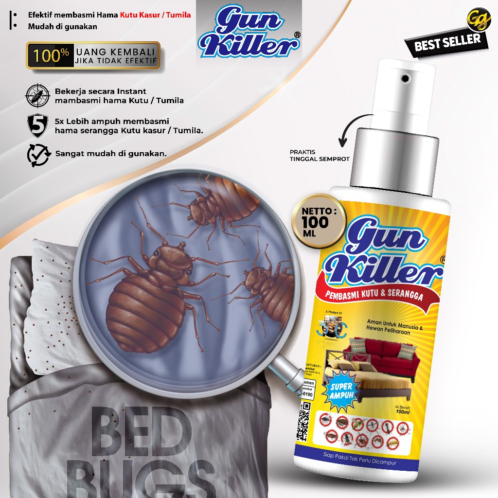 Jual PEMBASMI HAMA KUTU KASUR DI RUMAH/RACUN KUTU GUNKILLER 100ML ...
