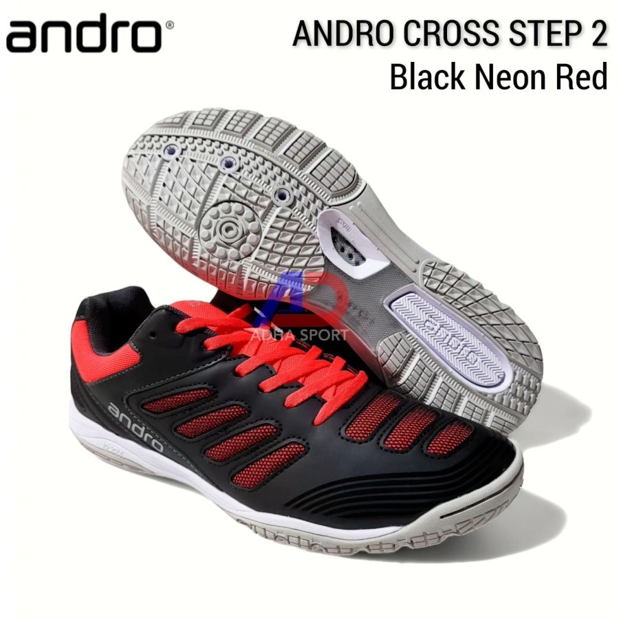 Jual ANDRO CROSS STEP 2 Black Neon Red Sepatu Pingpong Tenis Meja Original ADHASPORTSTORE ...
