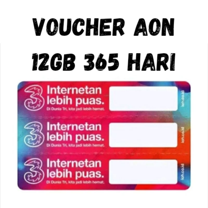 Jual VOUCHER DATA TRI AON 12GB 365 HARI | Shopee Indonesia