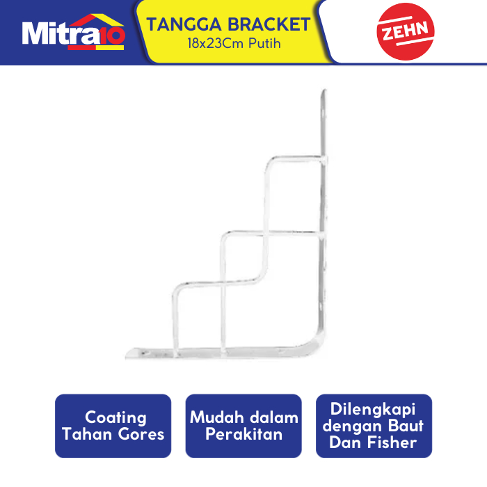 Jual Zehn Bracket Tangga Besi 18x23 Cm Putih (Set) | Shopee Indonesia