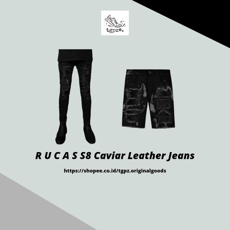 Jual Rucas Season 8 Caviar Leather Biker Black Jeans Long | short (29 ...