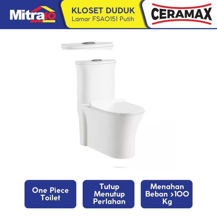 Jual Ceramax Kloset Duduk Satu Bagian Lamar FSA0151 Putih | Shopee Indonesia