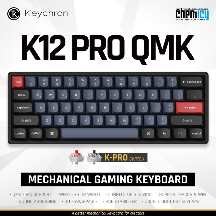 Jual Keychron K12 Pro QMK 60% RGB Aluminum Mechanical Gaming Keyboard ...