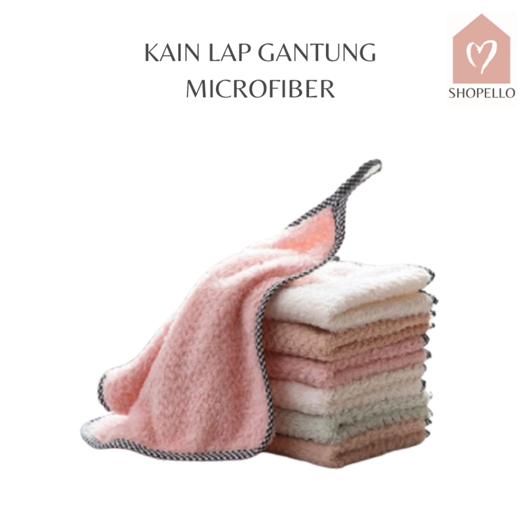 Jual Shopello Kain Lap Dapur Dengan Tali Gantung Bahan Microfiber Anti ...