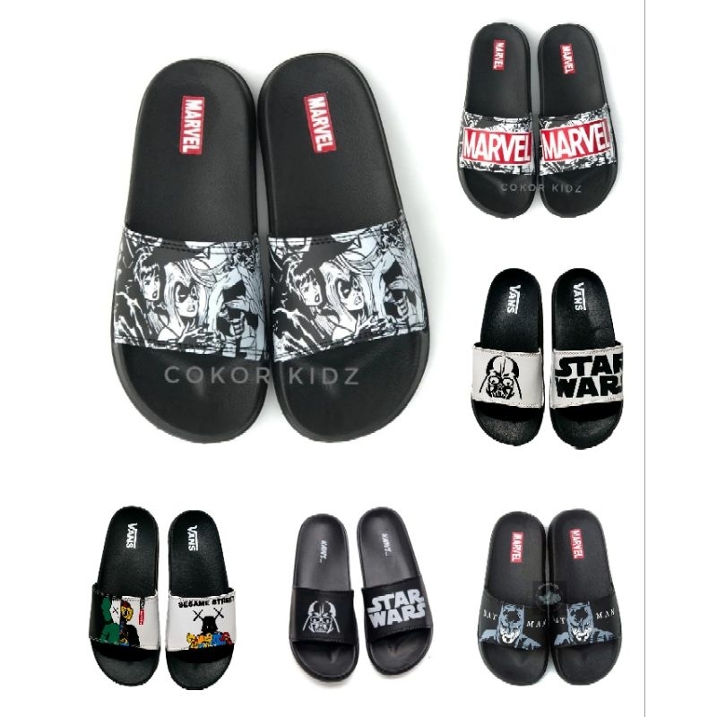 Jual Sandal slop hitam marvel sandal slop pria/wanita sanda slop karet ...