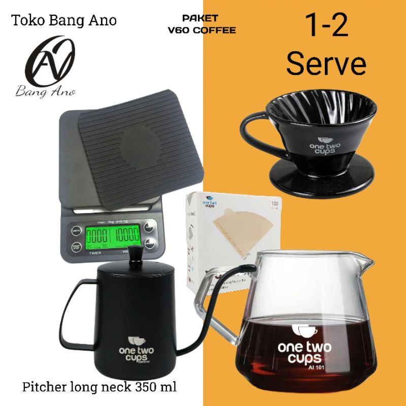 Jual Paket v60 coffee set alat seduh kopi manual brewing glass server+kertas filter+driper ...