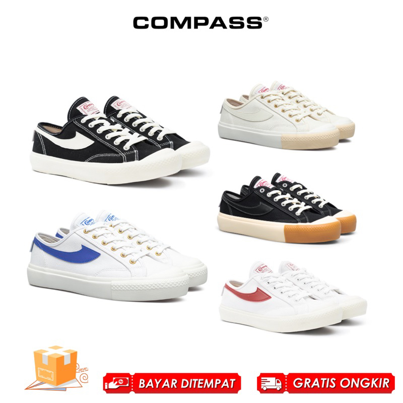 Jual [ORIGINAL] COMPASS GAZELLE LOW ( BLACK WHITE/ CREAM/ WHITE BLUE ...