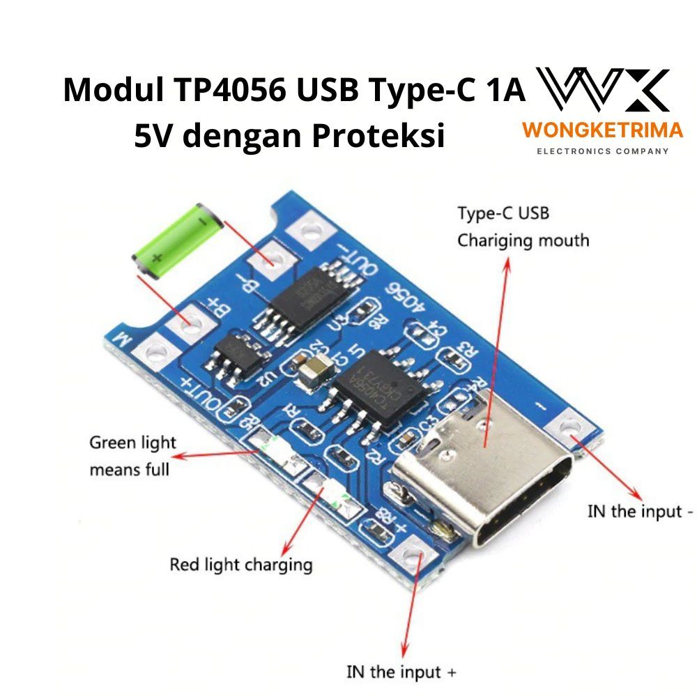 Jual Modul TP4056 USB Type-C 1A 5V dengan Proteksi | Shopee Indonesia