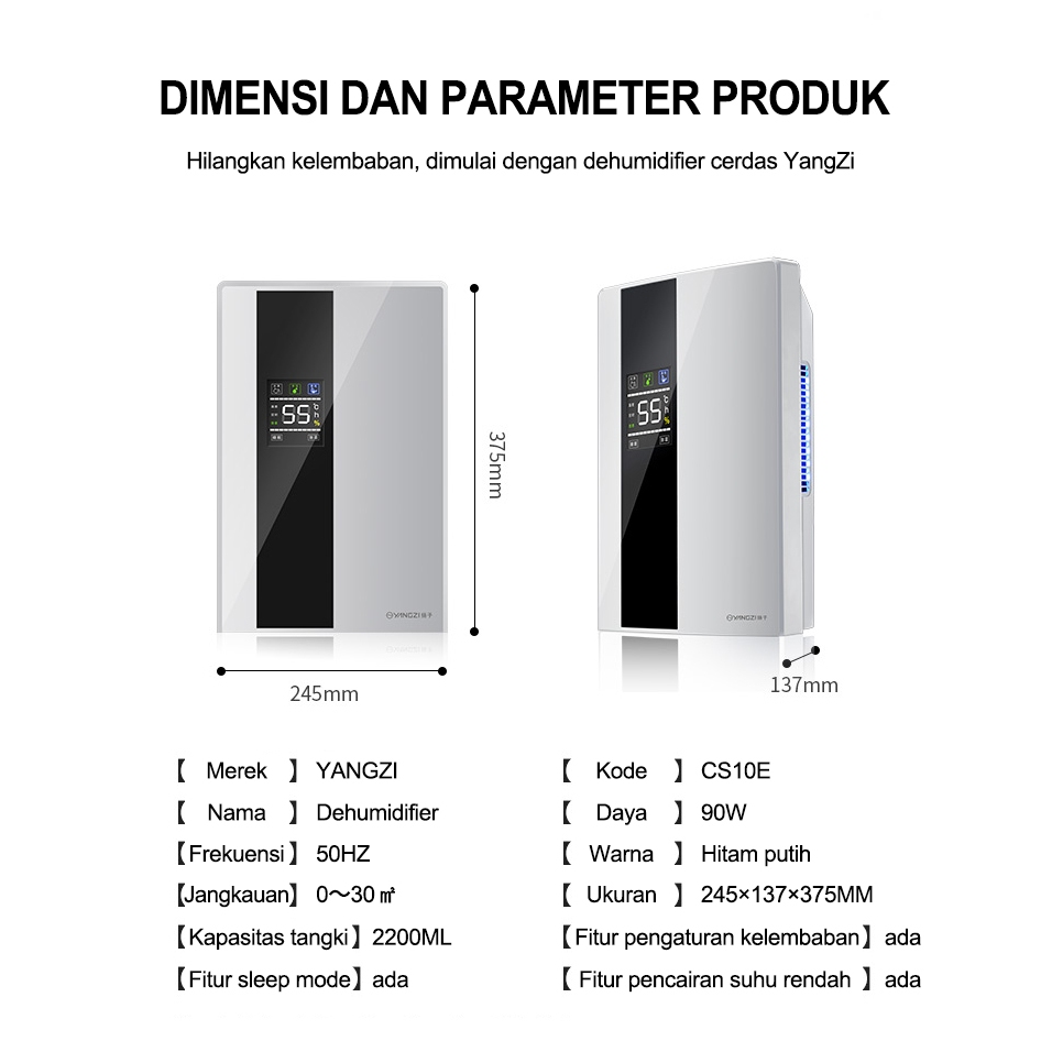 Jual Dehumidifier rumah pintar 2,2L dengan pengering udara layar LCD ...