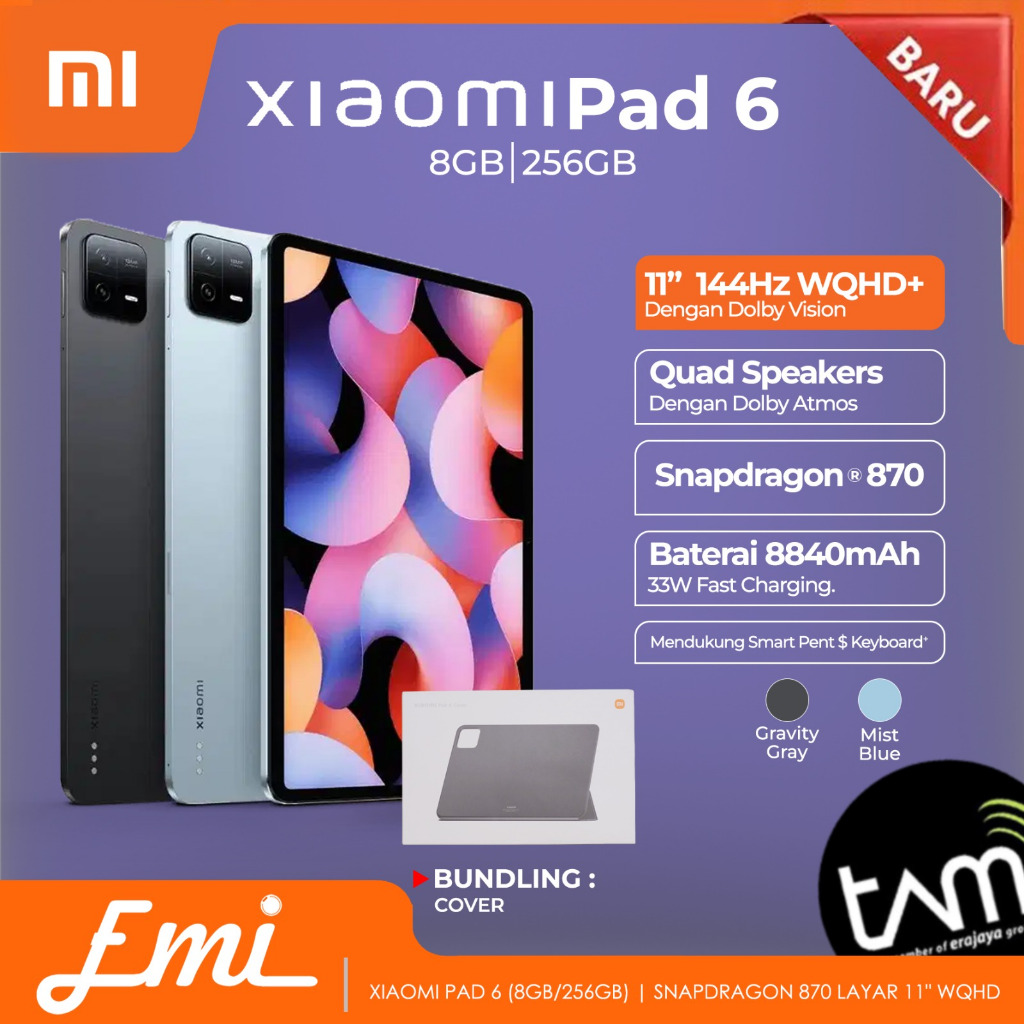 Jual Mi Pad 6 Tablet 4K 144Hz (8GB/256GB) Snapdragon 870 Layar 11" WQHD ...