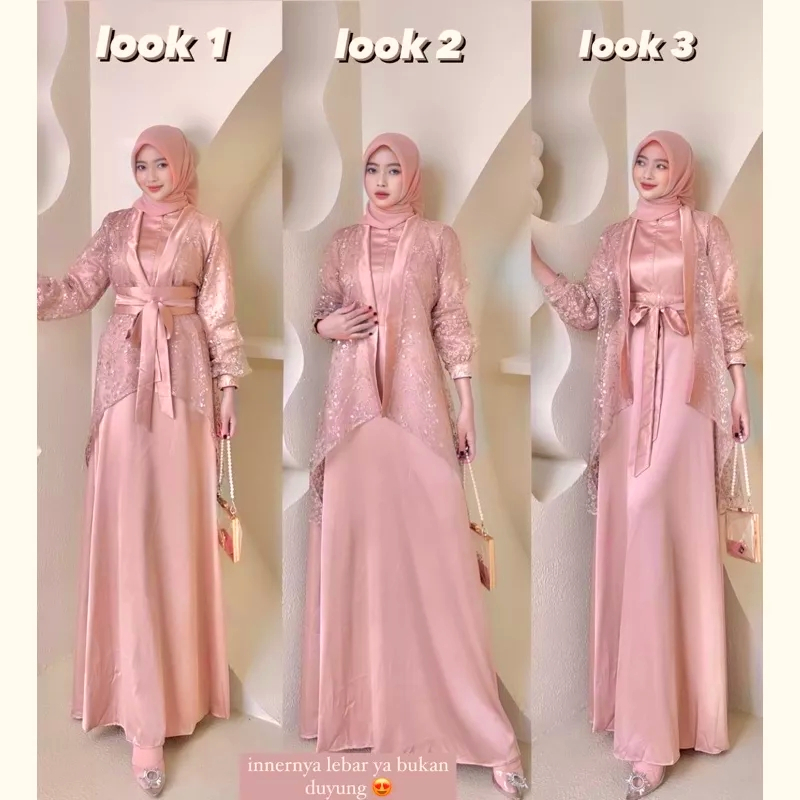 Jual COD GAMIS VELOXA DRESS INNER + OUTER BRUKAT TILLE JULLITE PREMIUM FREE BELT / ONESET DRESS ...