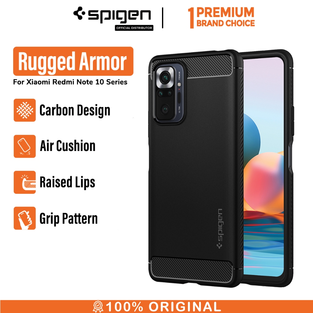 Jual Spigen Case Xiaomi Redmi Note 10 /10s/ Pro Max Rugged Armor Carbon ...