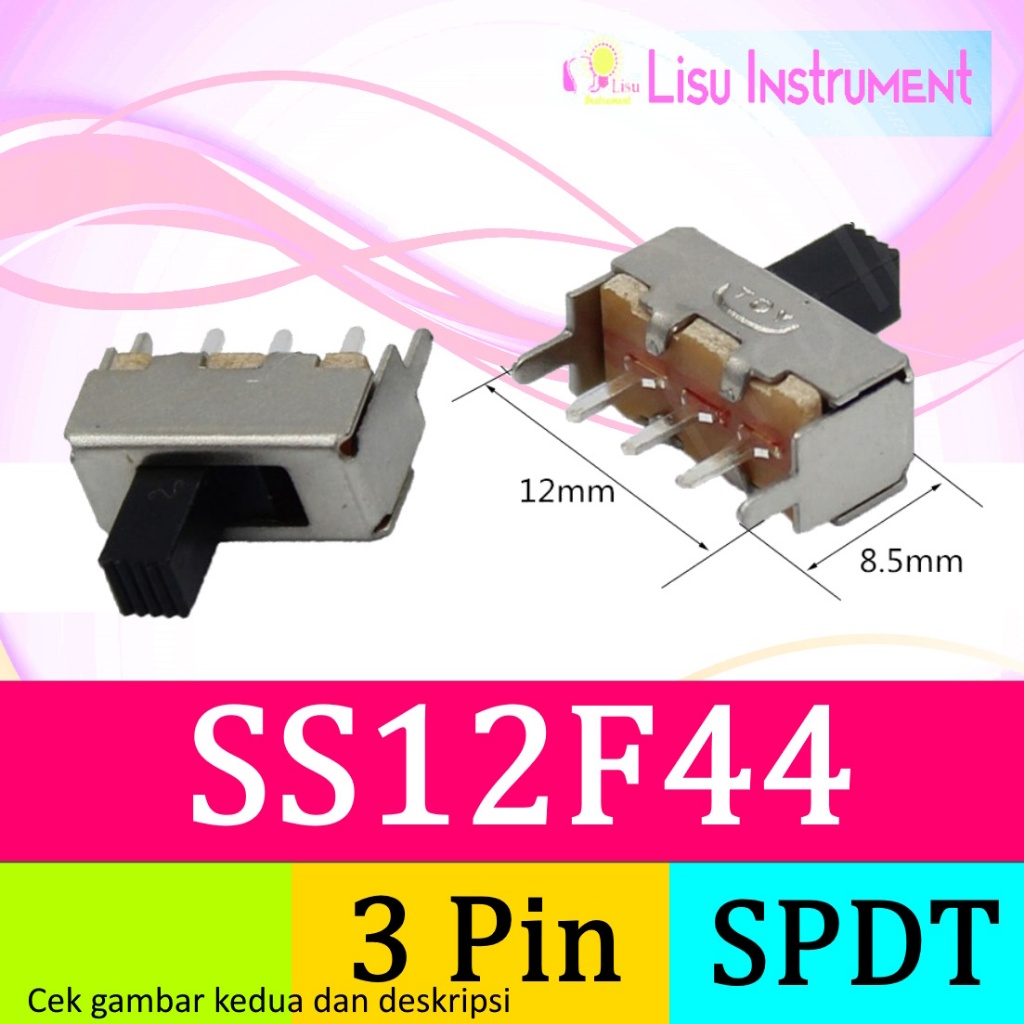 Jual SS12F44 1P2T SPDT 3Pin Single Row Vertical Toggle Slide Switch | Shopee Indonesia