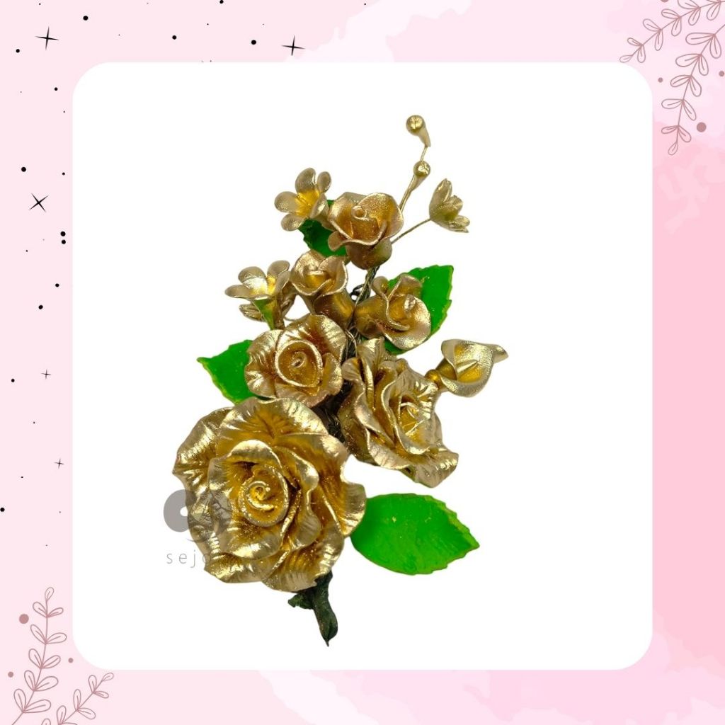 Jual Hiasan Kue / Cake Topper Bunga / Gumpaste Bunga Mawar Rangkai 6/ GPU 92 | Shopee Indonesia