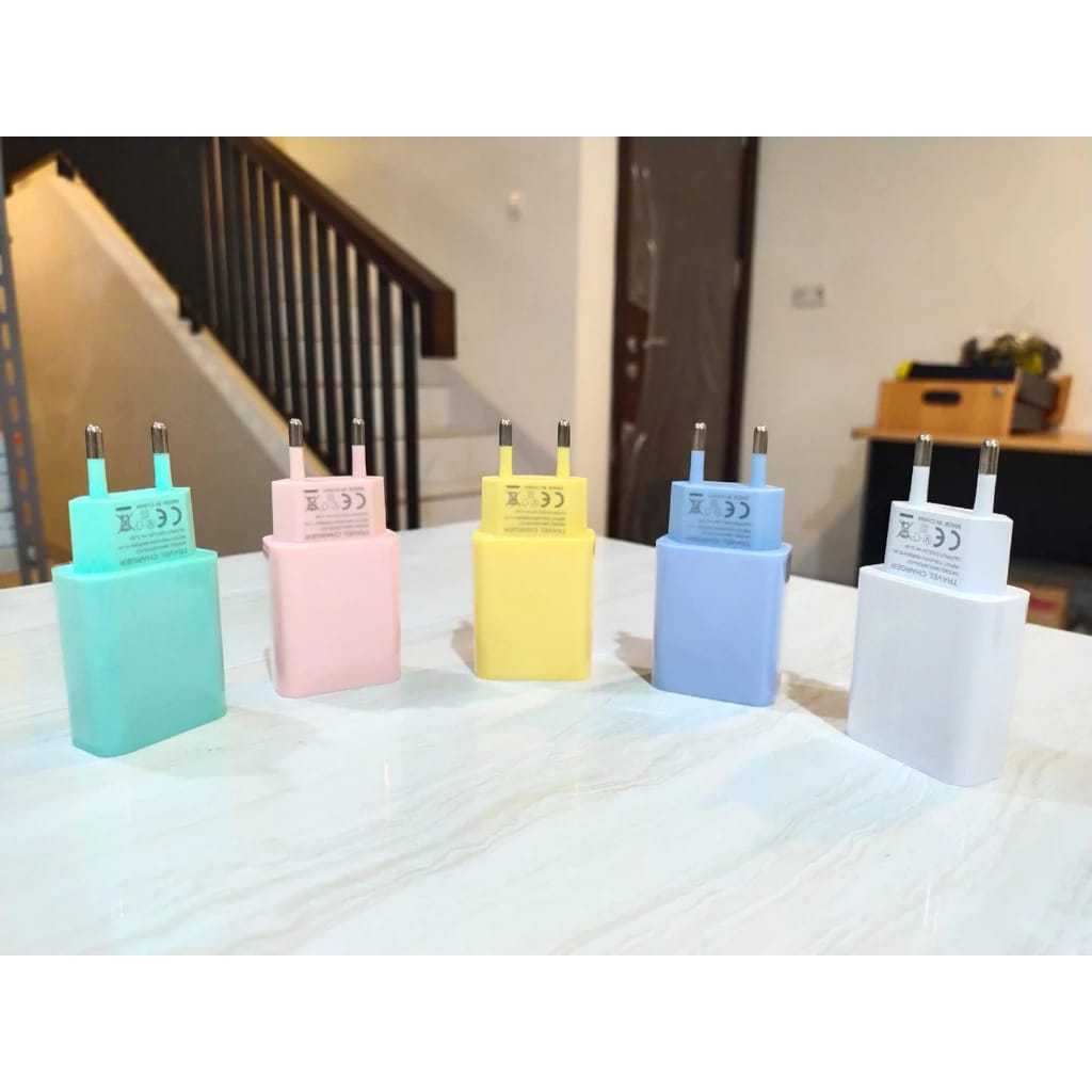 Jual Adapter Charger Macaron QP011 Output 2.0A 5 Warna 1 USB | Shopee ...