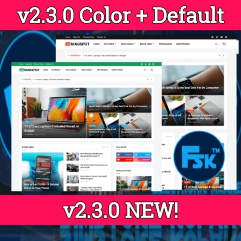 Jual Template Blogger Premium Magspot v2.3.0 Color + Default ...