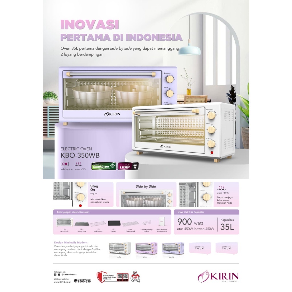 Jual Kirin Beauty Oven 35 Liter KBO-350WB Oven Listrik KBO350 WB Pemanggang Kue KBO 350 WB ...
