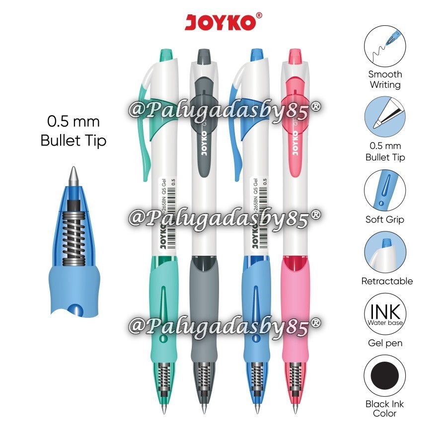 Jual (1 Biji) Bolpen JOYKO GP-265AN Q4 Pastel 0.5 Gel Pen Black / Gel Pen Pulpen Pena Joyko GP ...